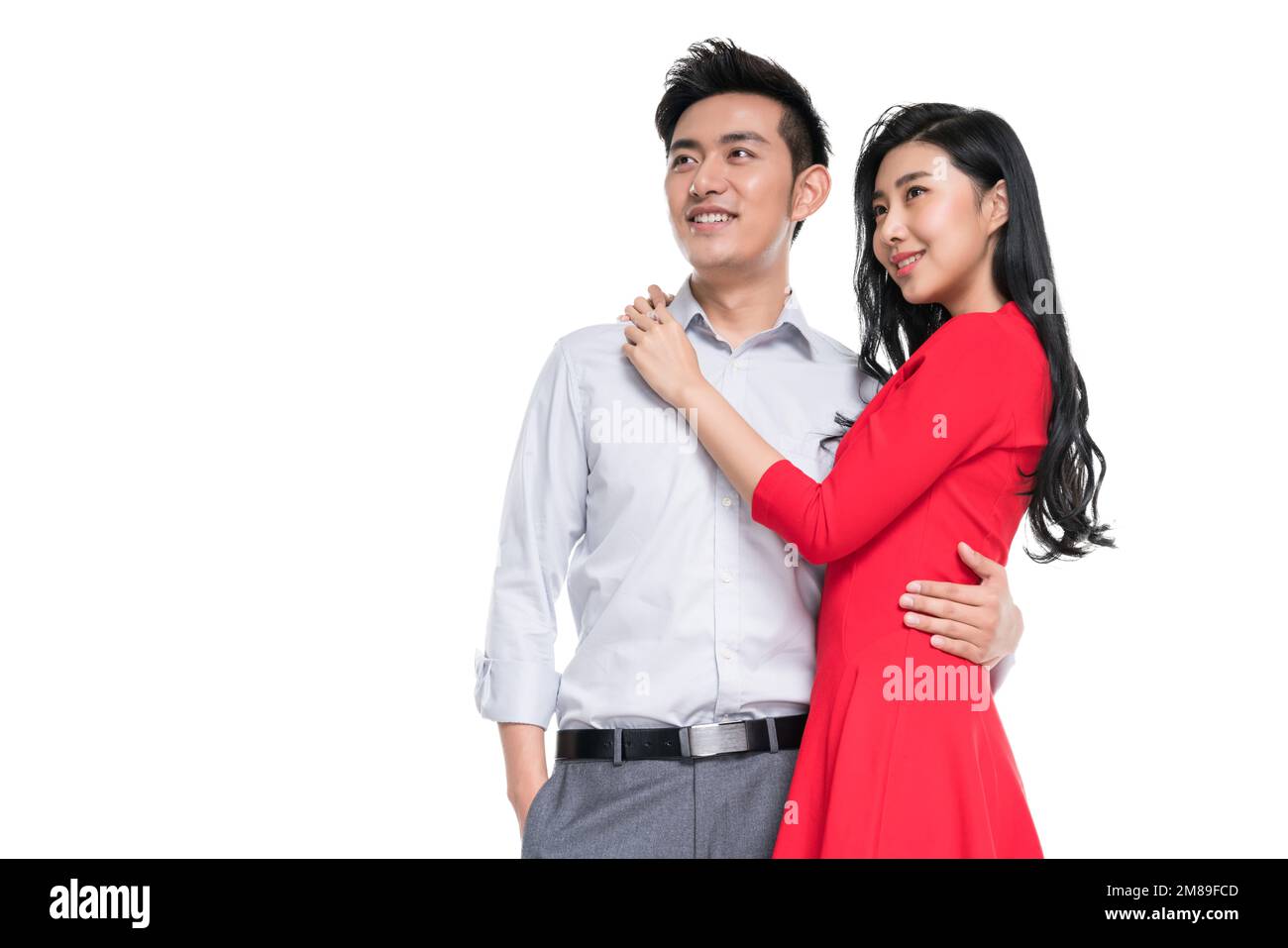 Casual clothes young lovers embrace each other Stock Photo - Alamy