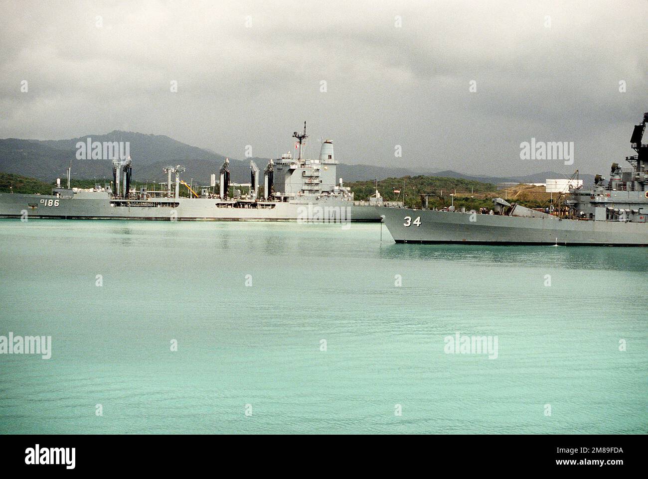 The fleet oiler USS PLATTE (AO-186), left, and the guided missile ...