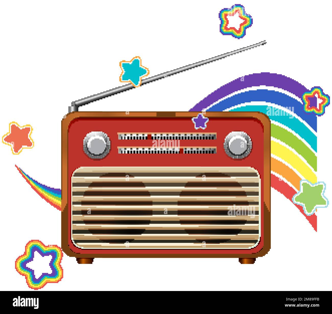 Vintage transistor radio cartoon illustration Stock Vector Image & Art ...