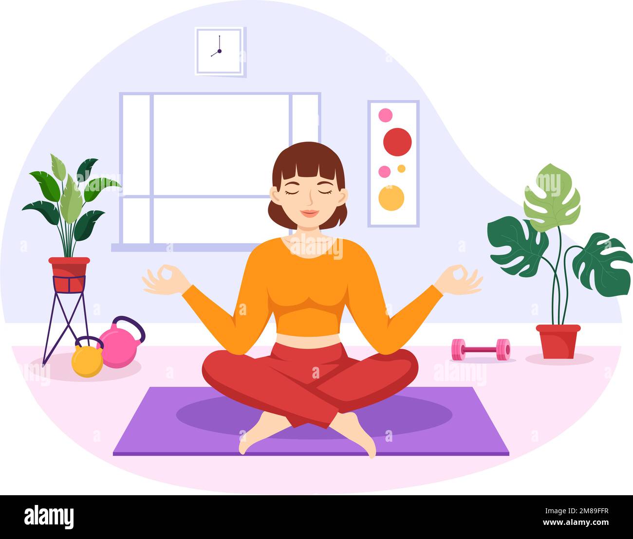 Yoga and Meditation Practices Illustration with Health Benefits of the ...