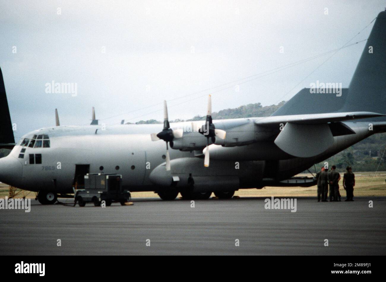 An Air Force EC-130E Hercules aircraft is serviced at the station's ...