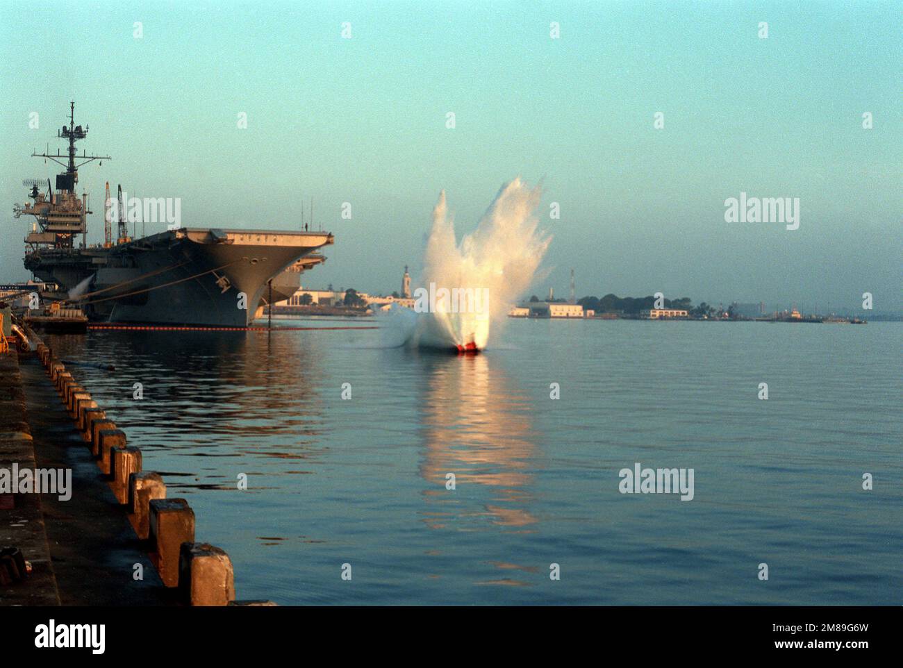 A 52,700-pound sled hits the water after being launched by catapult ...