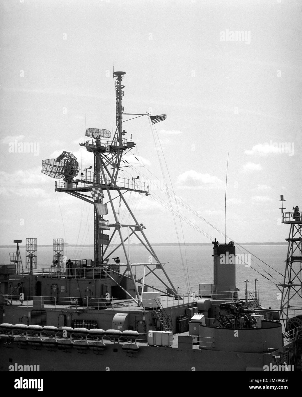 A close-up port side view of the amphibious transport dock USS Raleigh ...