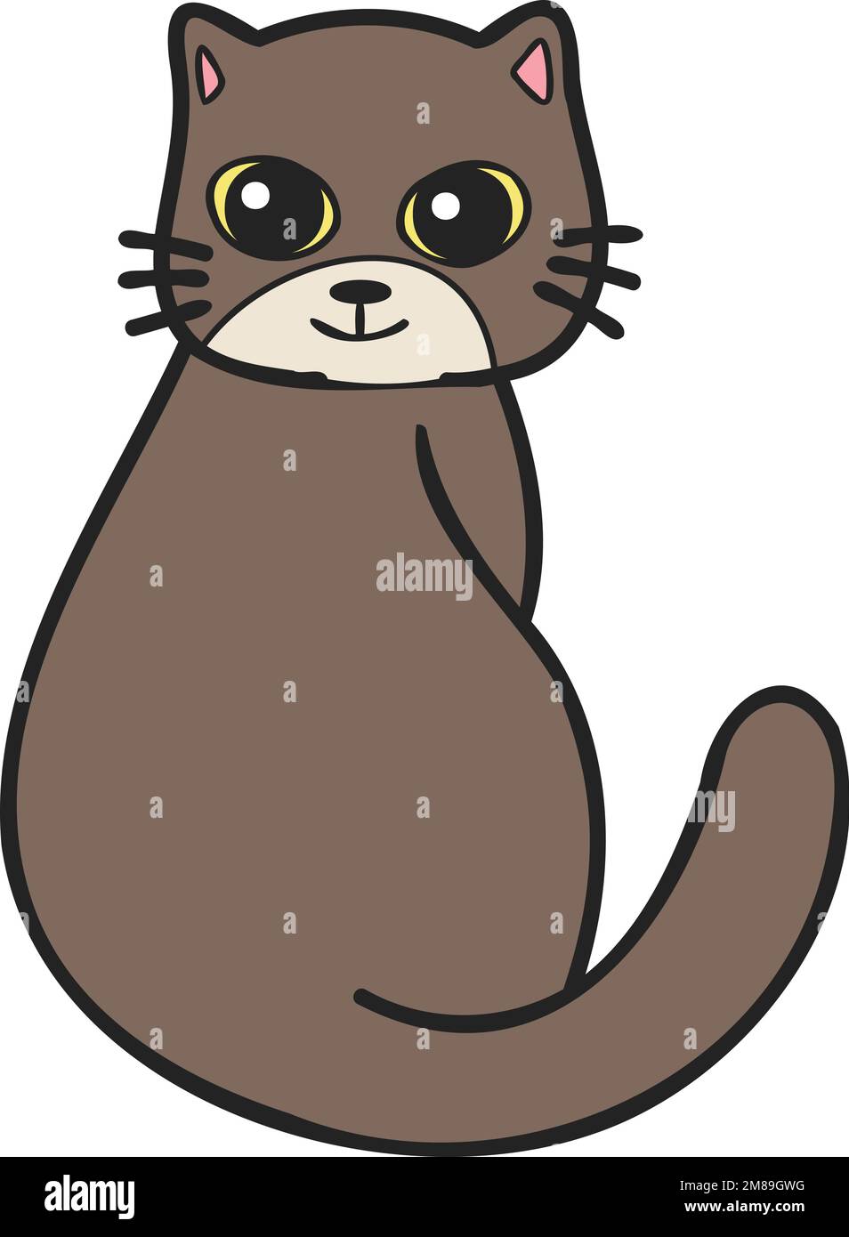 Hand Drawn cute cat smile illustration in doodle style isolated on ...