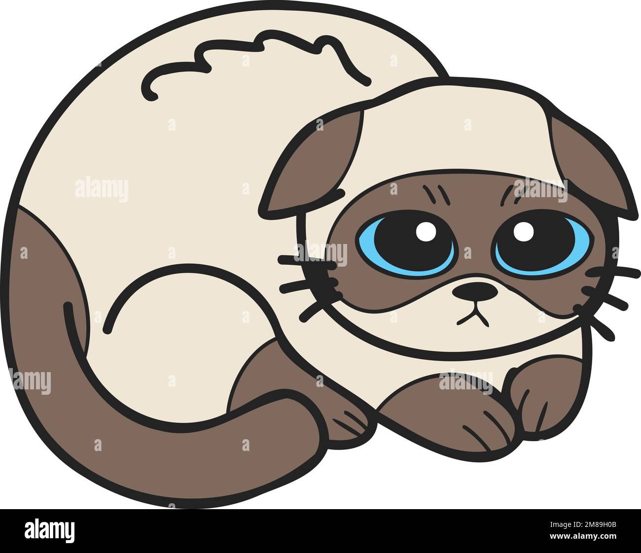 Hand Drawn scared or sad cat illustration in doodle style isolated on ...