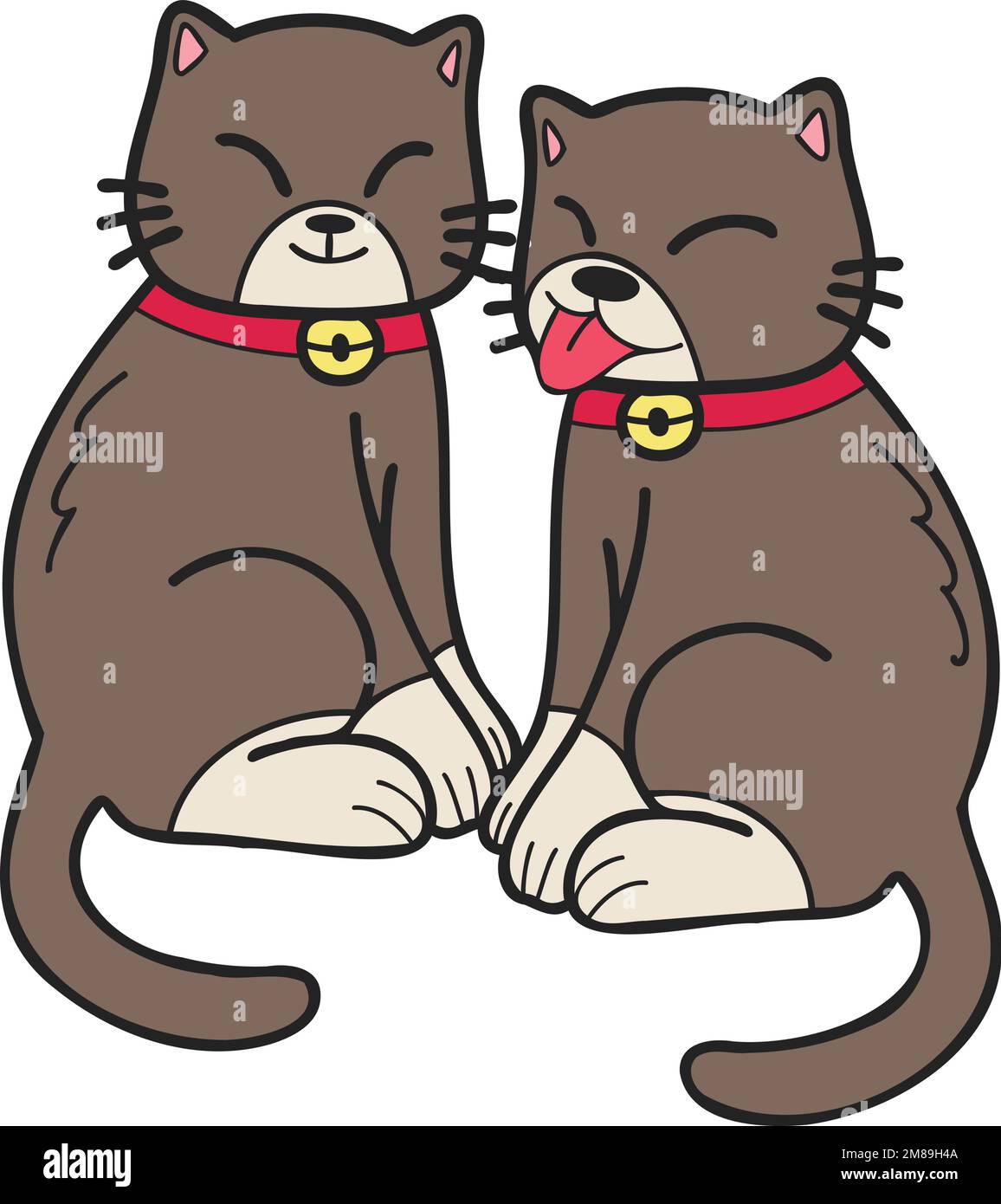 Hand Drawn cute cat smile illustration in doodle style isolated on ...