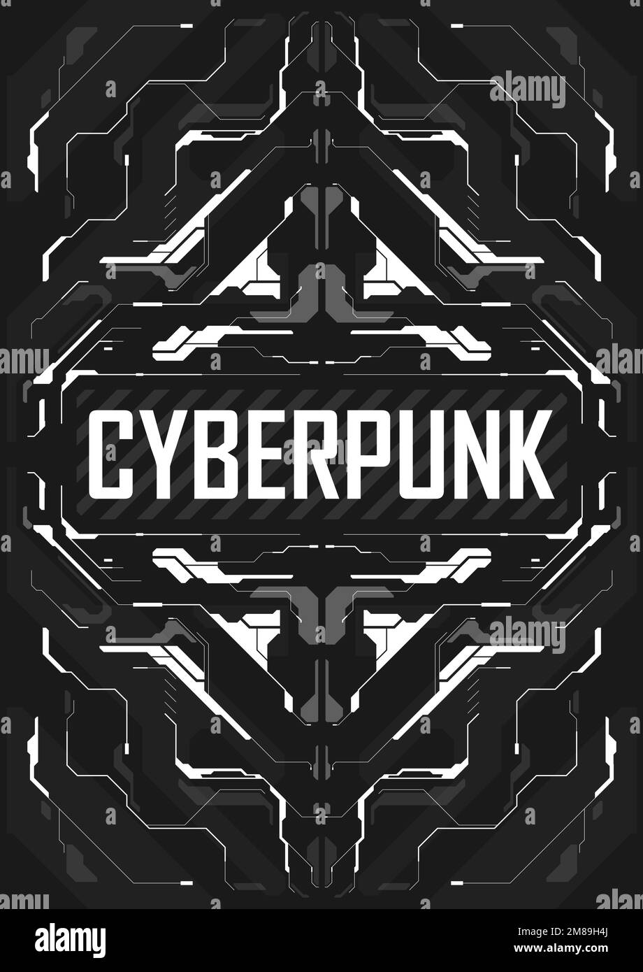 Cyberpunk futuristic poster. Tech cyberpunk design for web and print ...