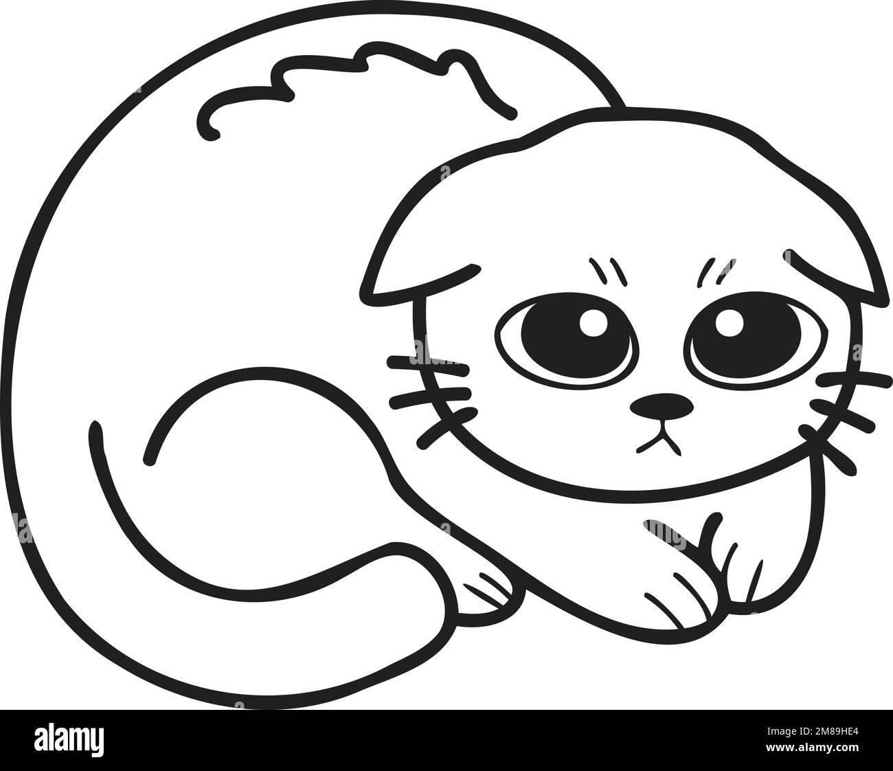 Hand Drawn scared or sad cat illustration in doodle style isolated on ...