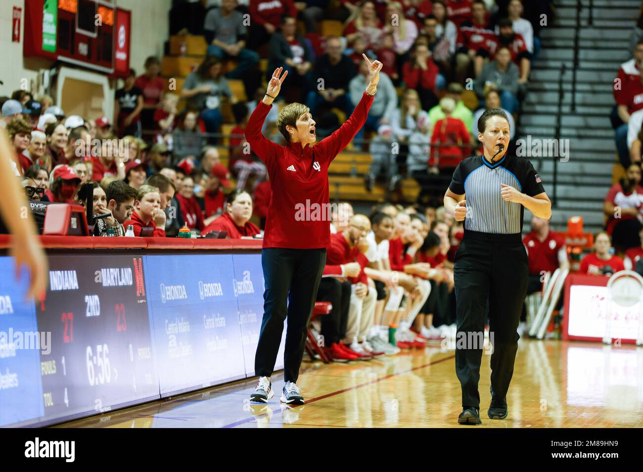 Indiana University coach Teri Moren coaches against Maryland during an ...