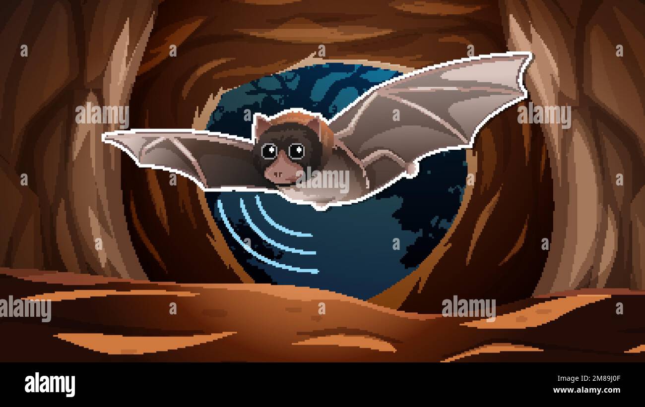 Thumbnail design with a bat in dark cave illustration Stock Vector ...