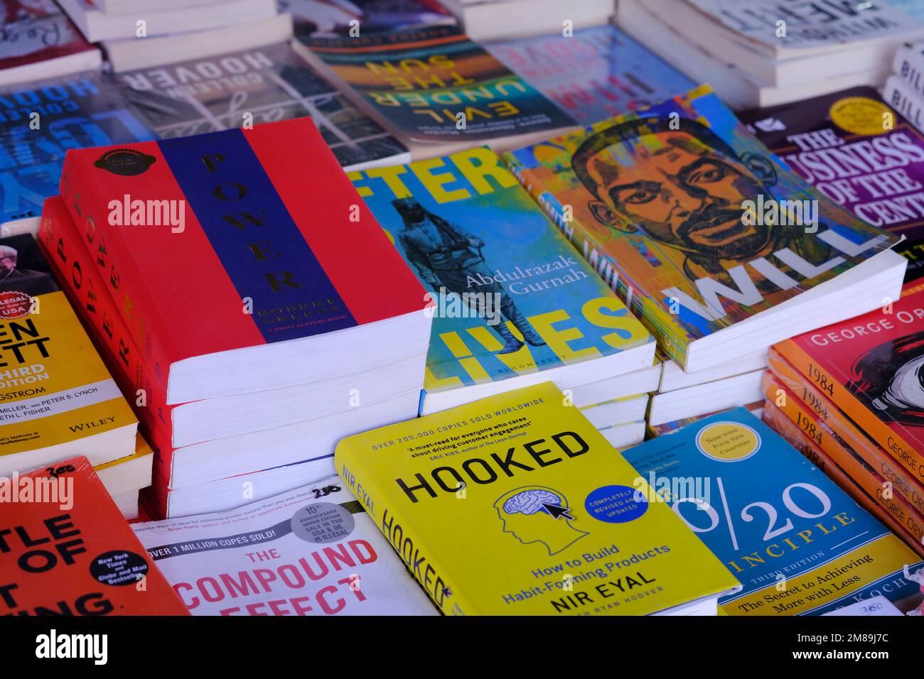 25 December 2022, Pune, India - Stall of books at local market, Wide ...