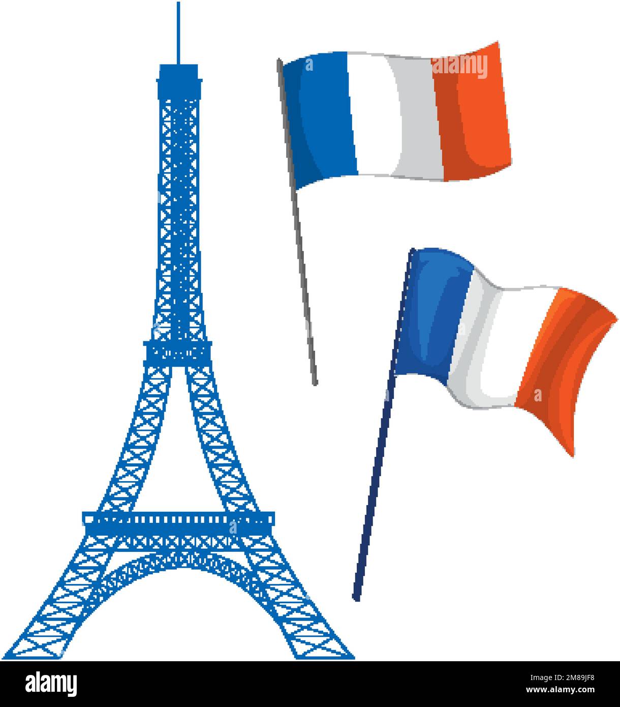 Eiffel Tower Paris Landmark and France Flag illustration Stock Vector ...