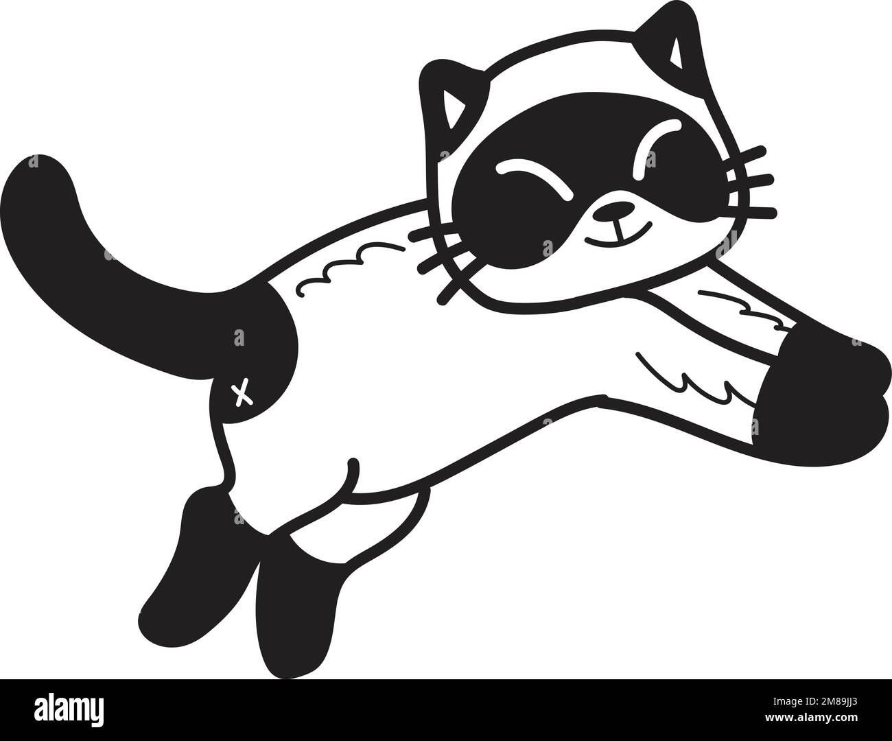Hand Drawn jumping cat illustration in doodle style isolated on ...