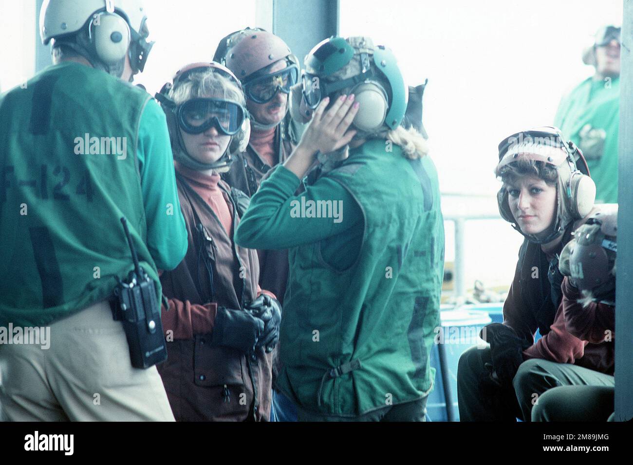 Male and female flight line personnel of Fighter Squadron 124 (VFT-124 ...