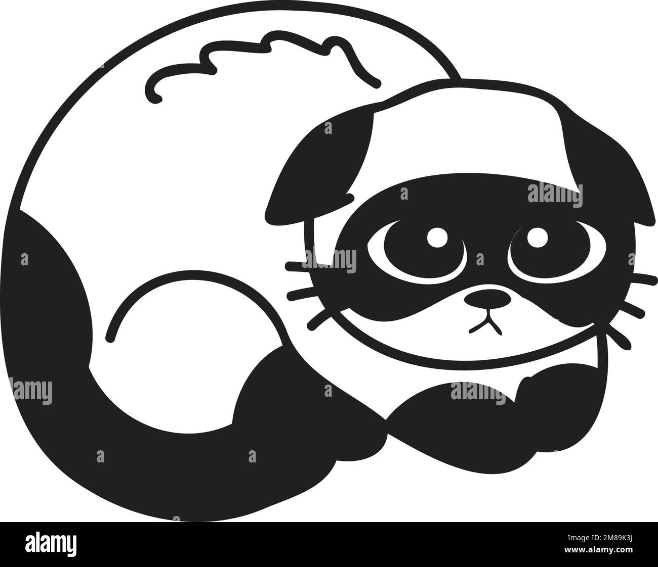 Hand Drawn scared or sad cat illustration in doodle style isolated on ...