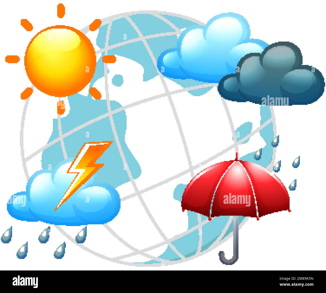Sunny rainy cloudy weather icons illustration Stock Vector Image & Art ...