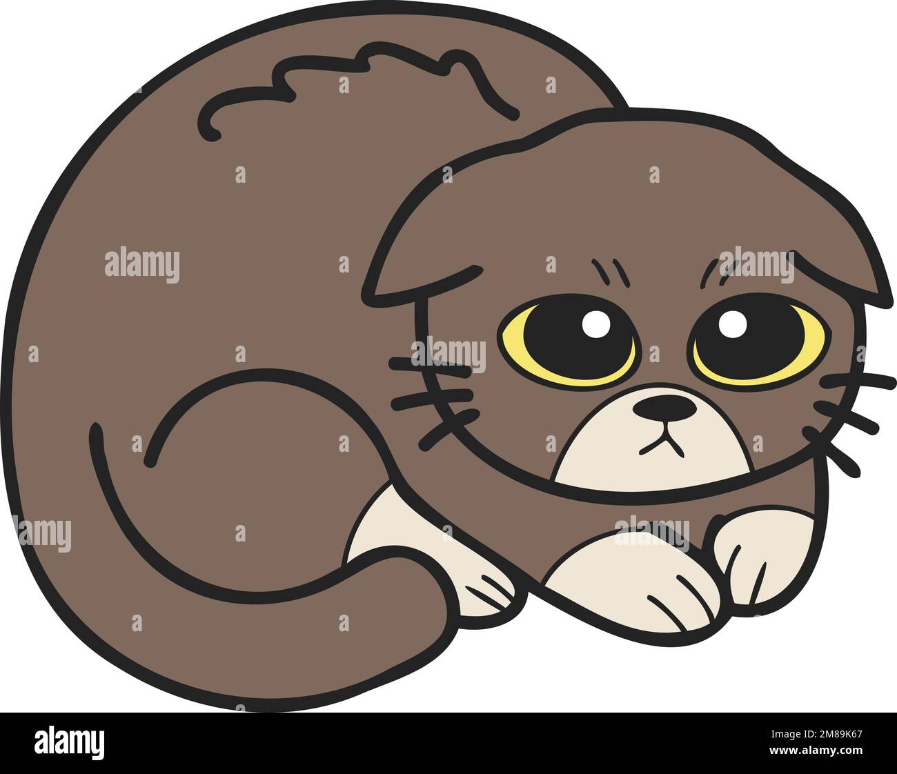 Hand Drawn scared or sad cat illustration in doodle style isolated on ...