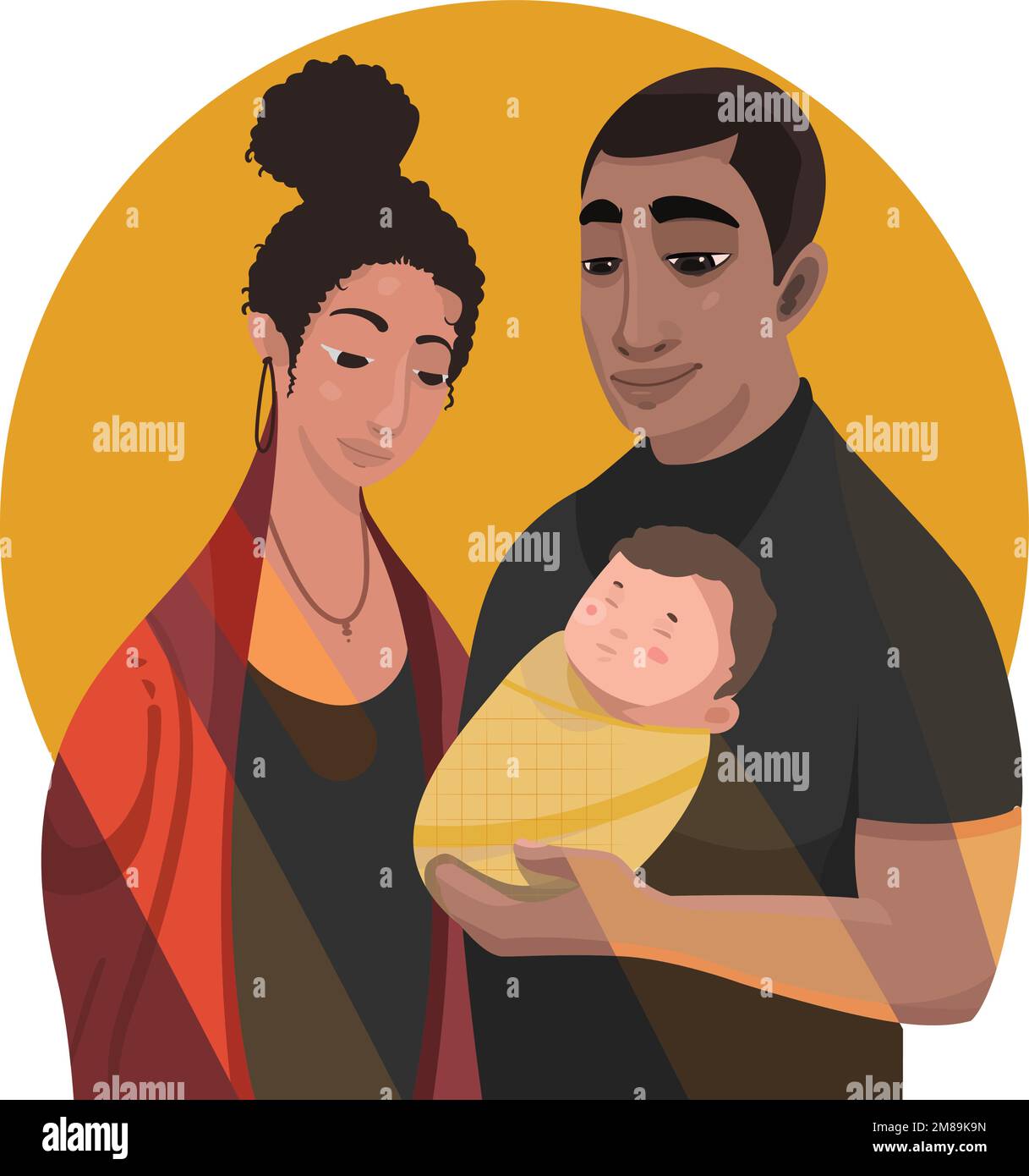 Family (Couple) Portrait Illustration Stock Vector Image & Art - Alamy