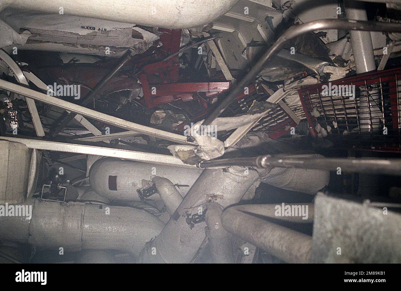 An interior view of the main engine room of the guided missile frigate ...