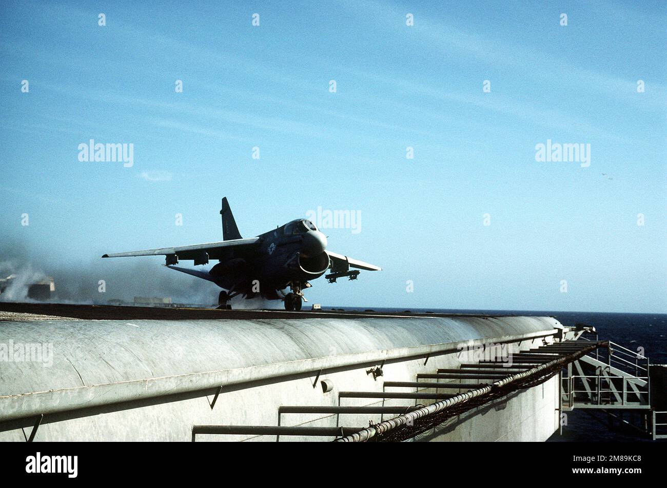An Attack Squadron 46 (VA-46) A-7 Corsair II aircraft is launched ...