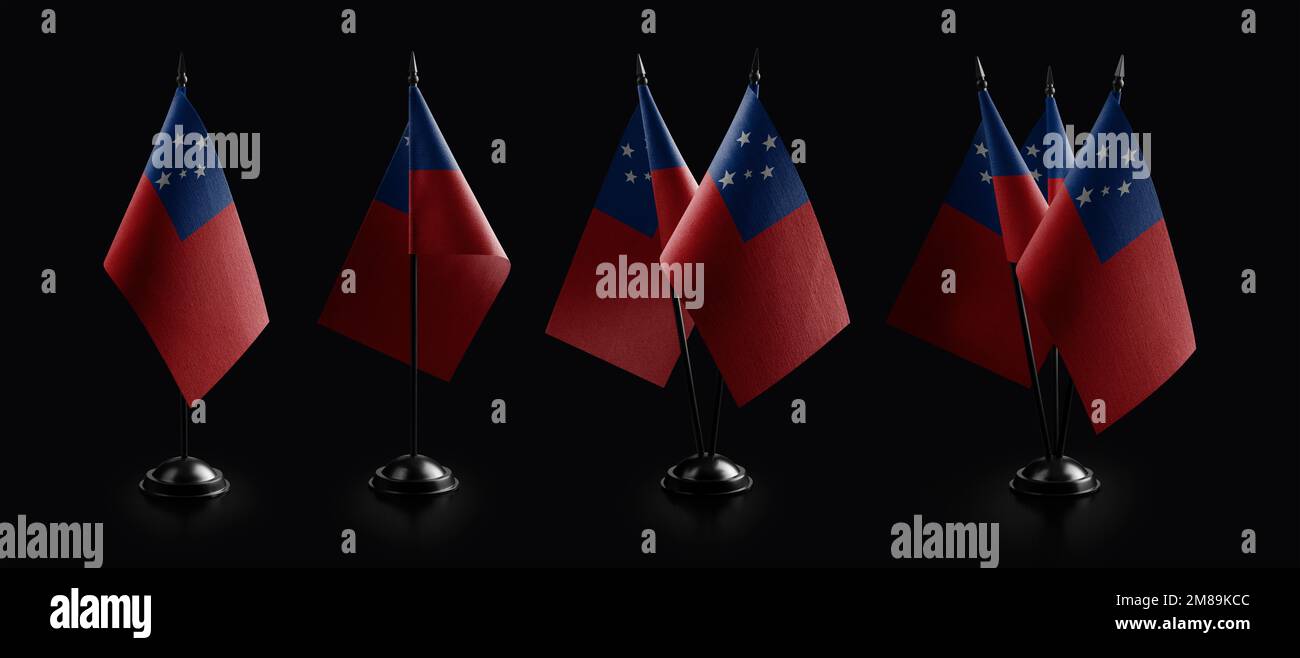 Small national flags of the Samoa on a black background Stock Photo - Alamy