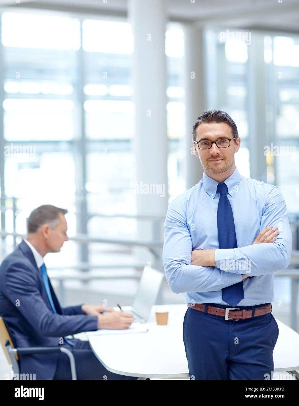 Portrait, vision and mindset with a business man in his office standing ...
