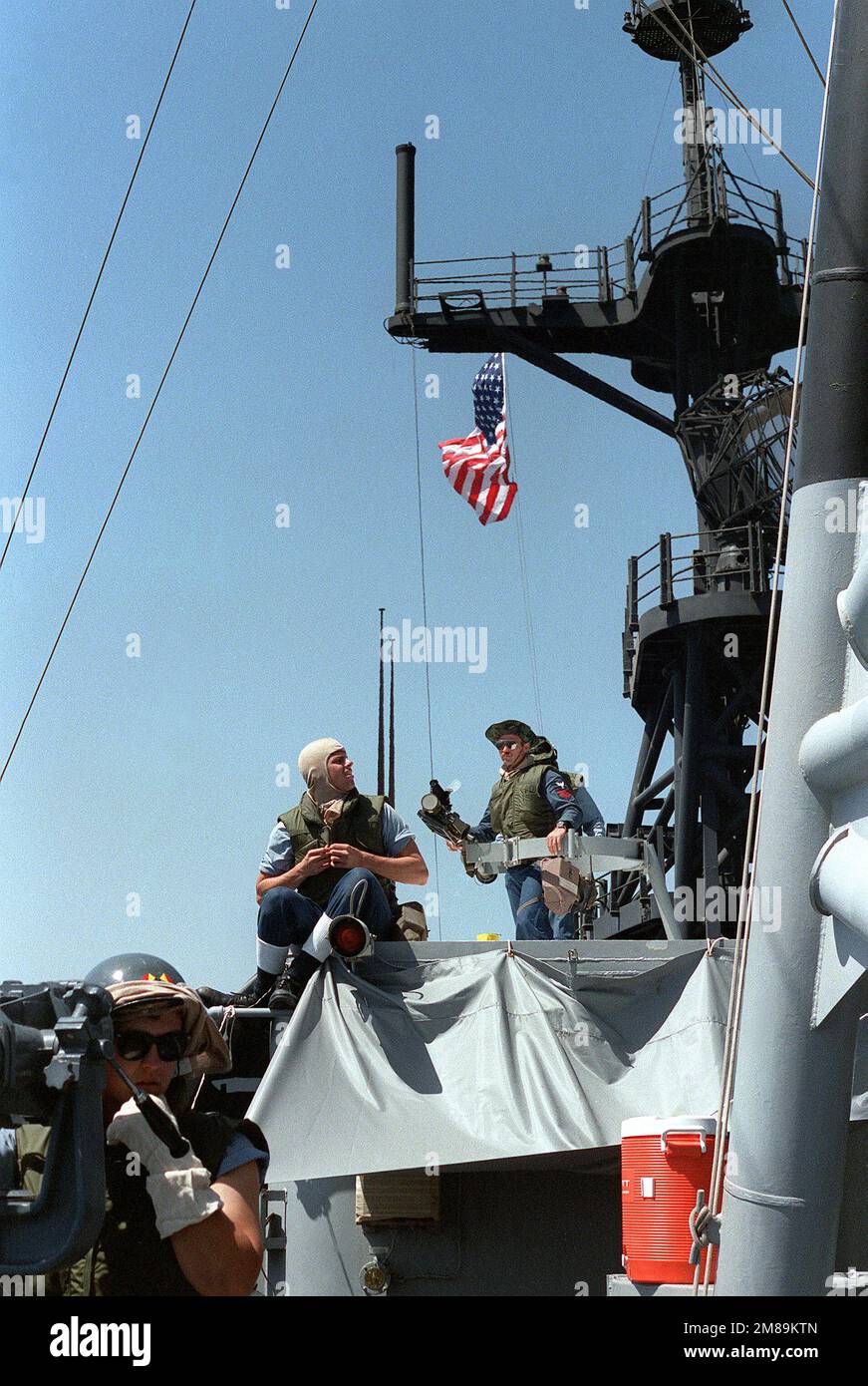 Crew members man their battle stations during a general quarters drill ...