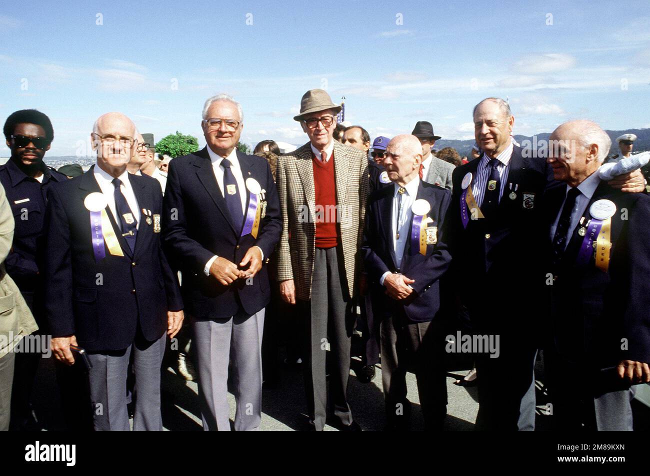 Retired Brig. GEN. Jimmy Stewart, a guest at the ceremony, poses with ...