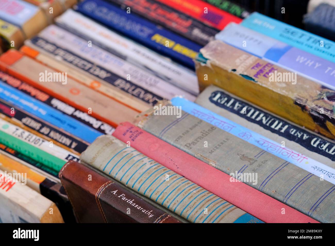 25 December 2022, Pune, India - Stall of books at local market, Wide ...