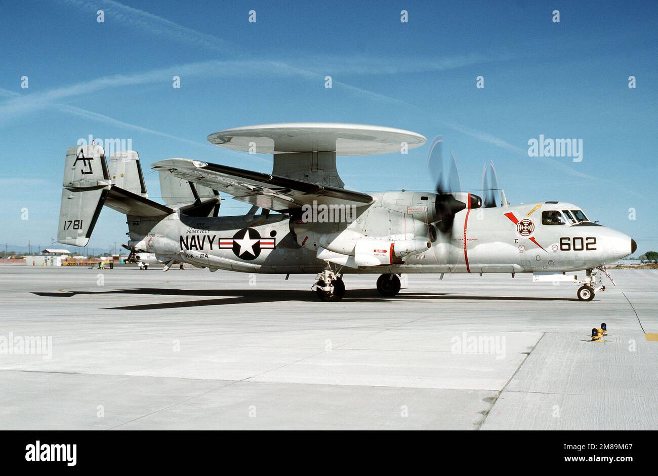 A right side view of an Airborne Early Warning Squadron 124 (VAW-124) E ...