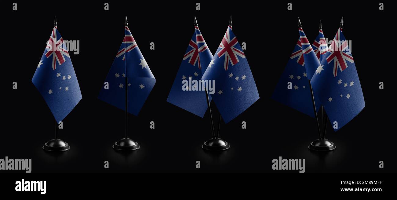 Small national flags of the Australia on a black background Stock Photo ...