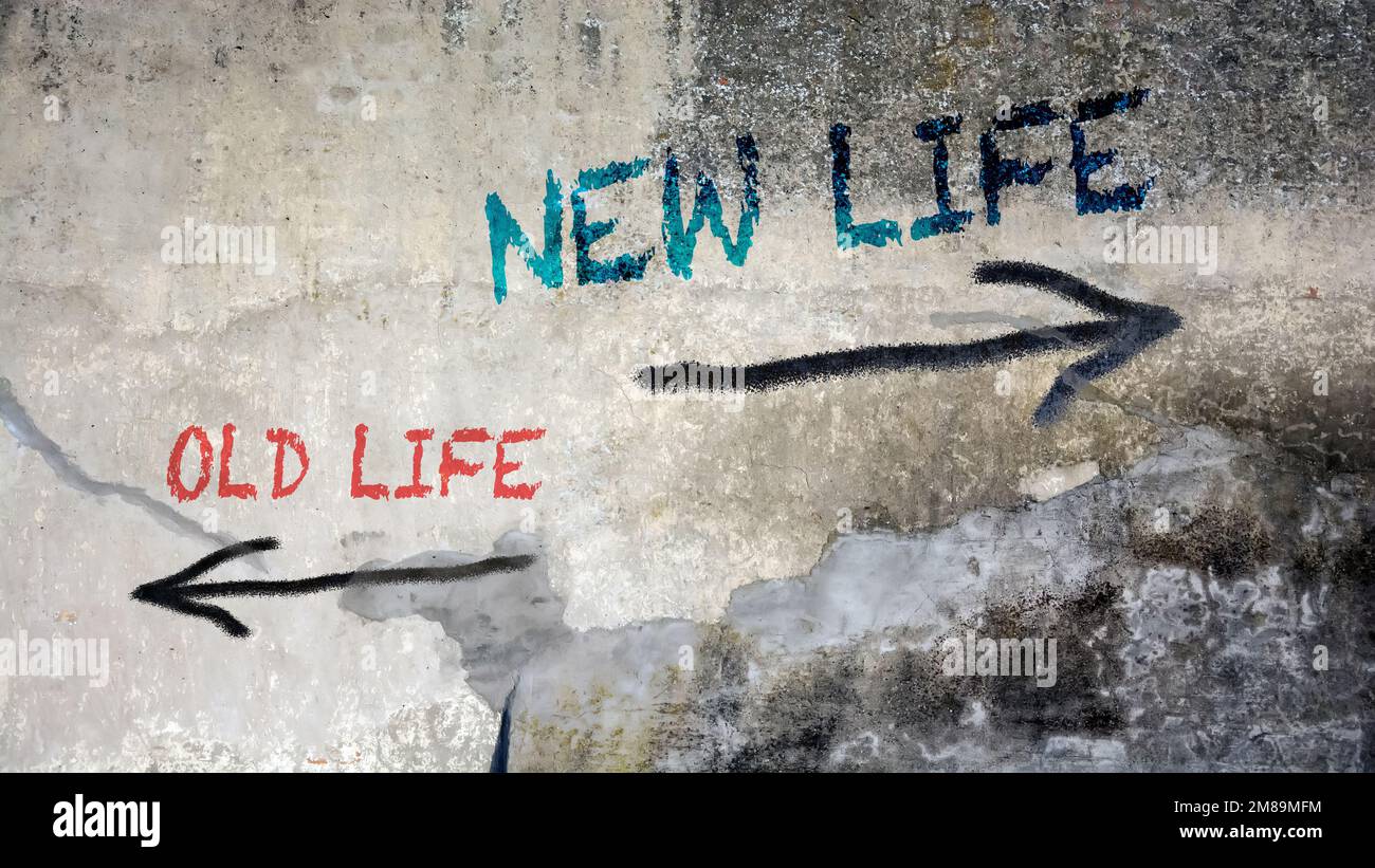 Street Sign the Direction Way to NEW LIFE versus OLD LIFE Stock Photo ...