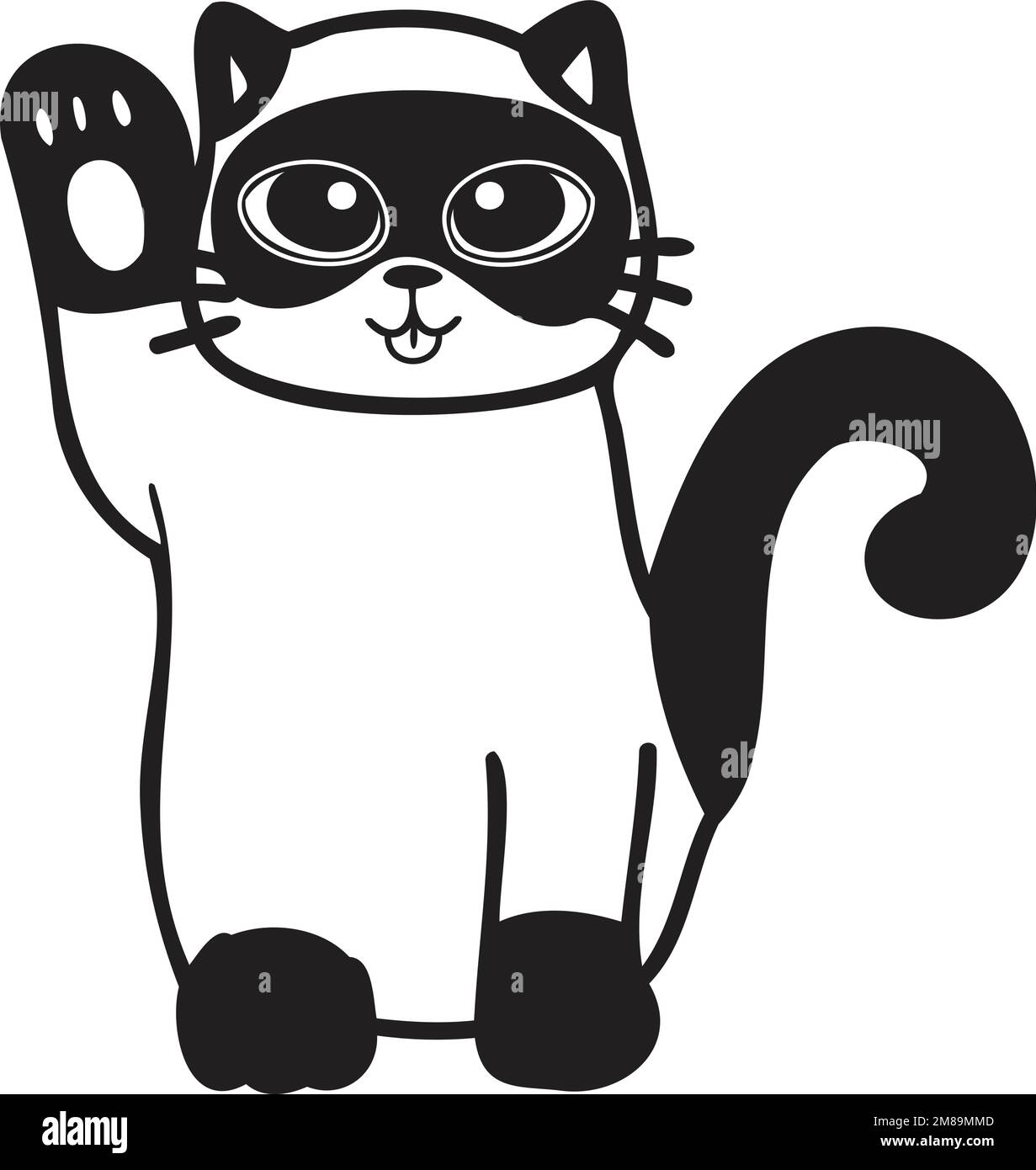 Hand Drawn Maneki Neko or lucky cat illustration in doodle style ...