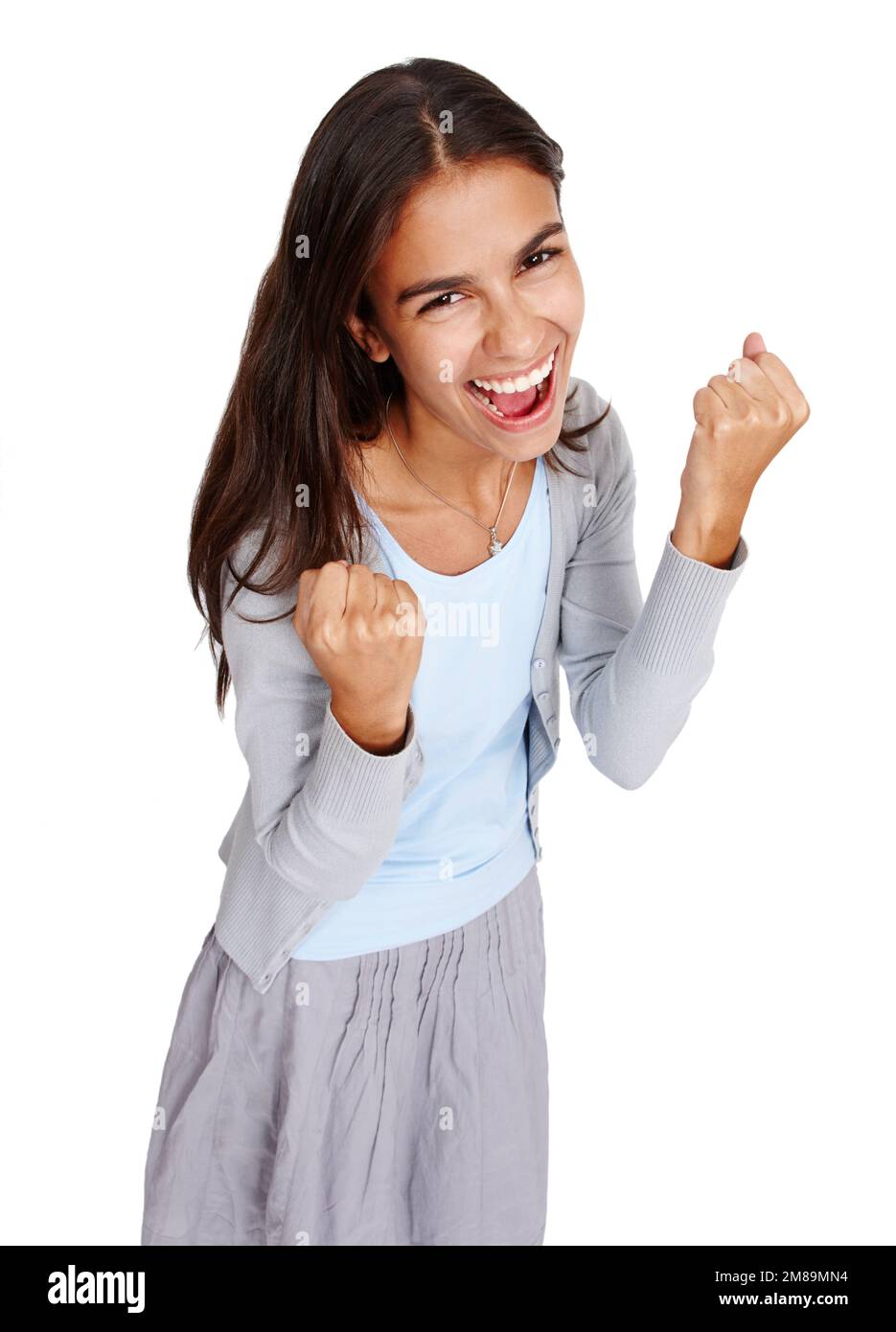 YES I won. Business woman and happy winner portrait for career victory ...