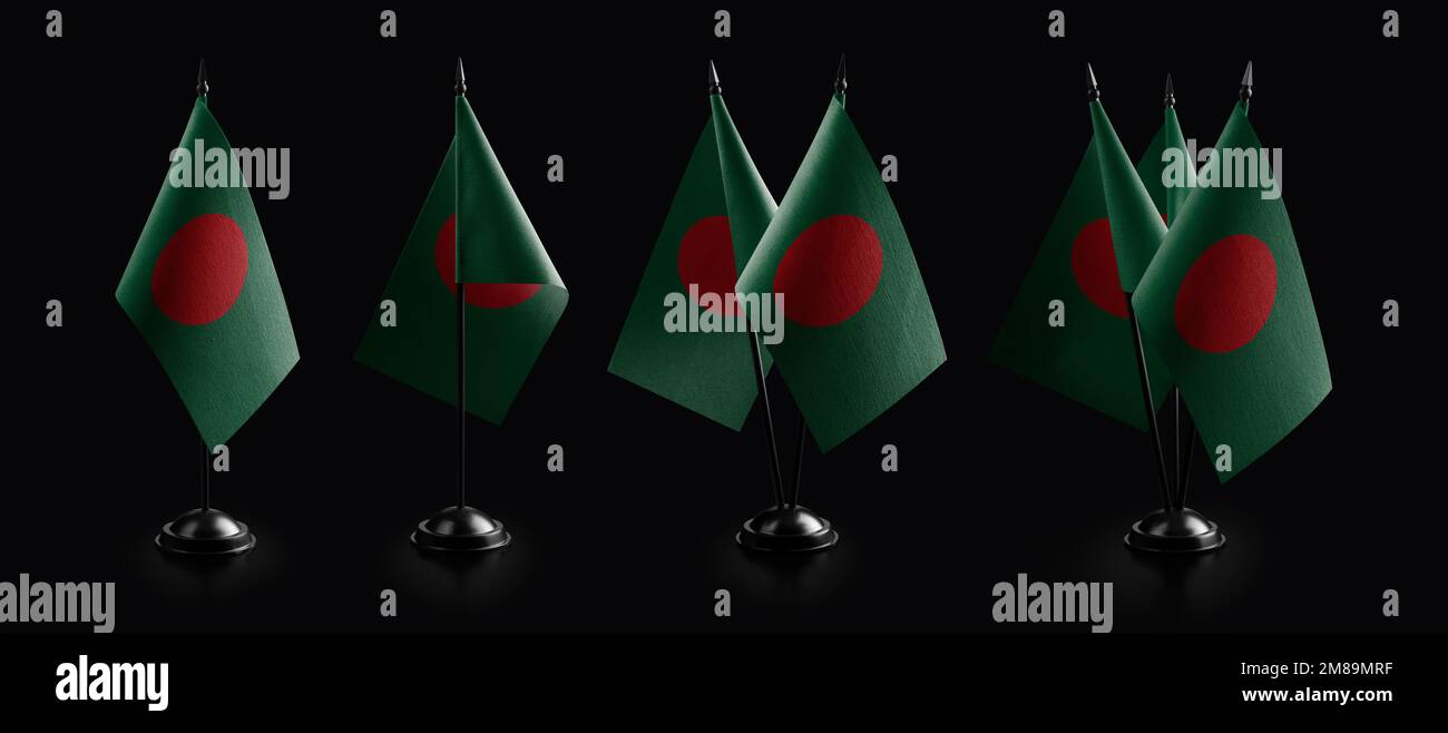 Small national flags of the Bangladesh on a black background Stock ...