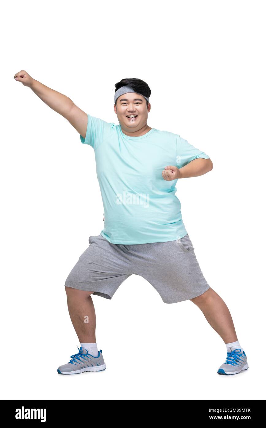 Fat young men in doing sports Stock Photo - Alamy