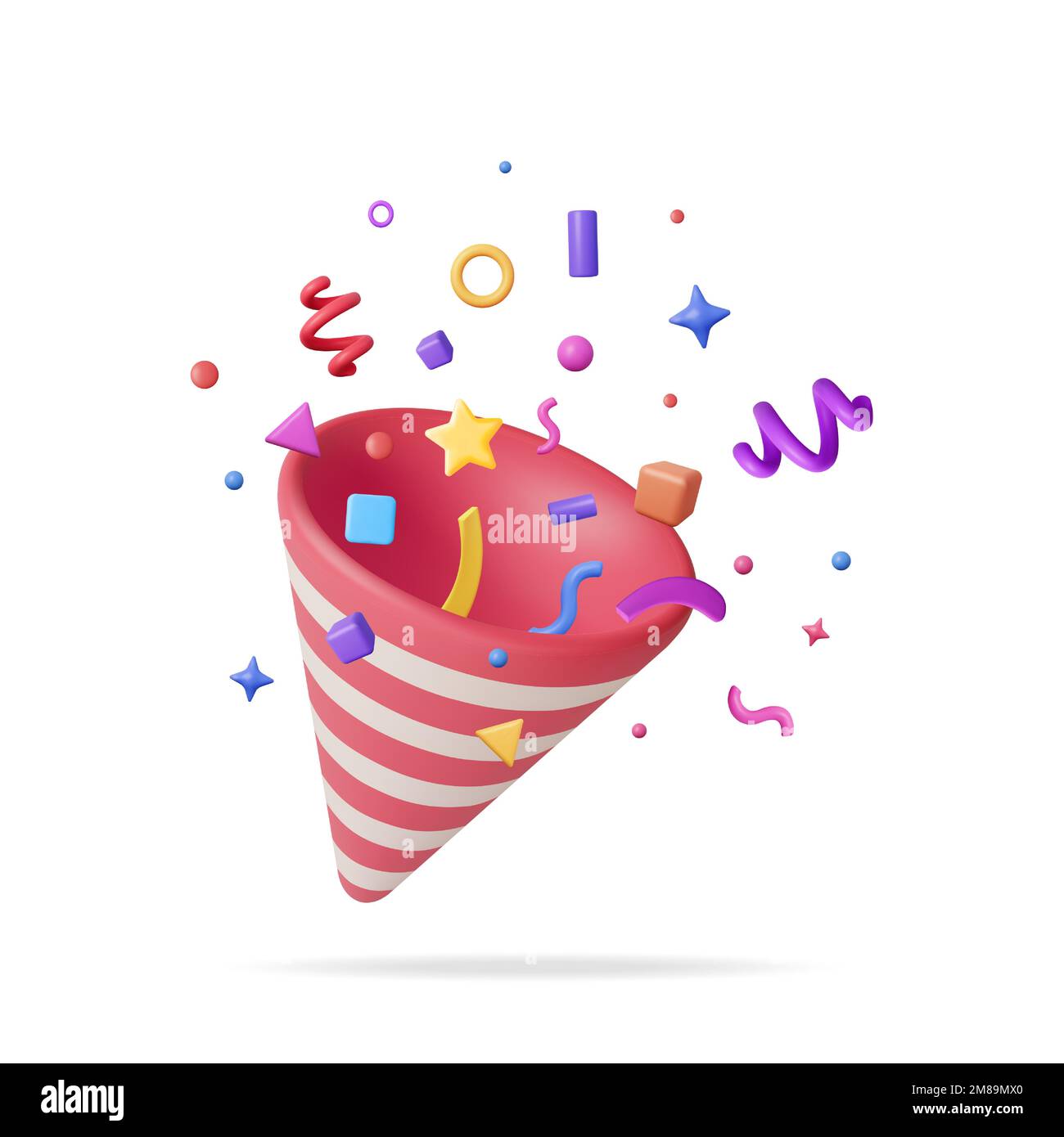3D Party Popper with Confetti Stock Vector Image & Art - Alamy