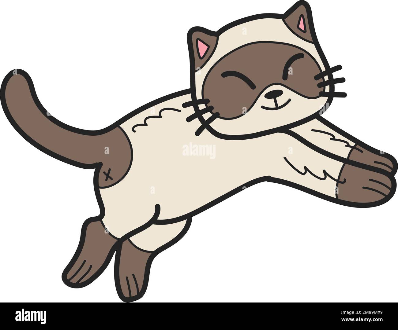 Hand Drawn jumping cat illustration in doodle style isolated on ...