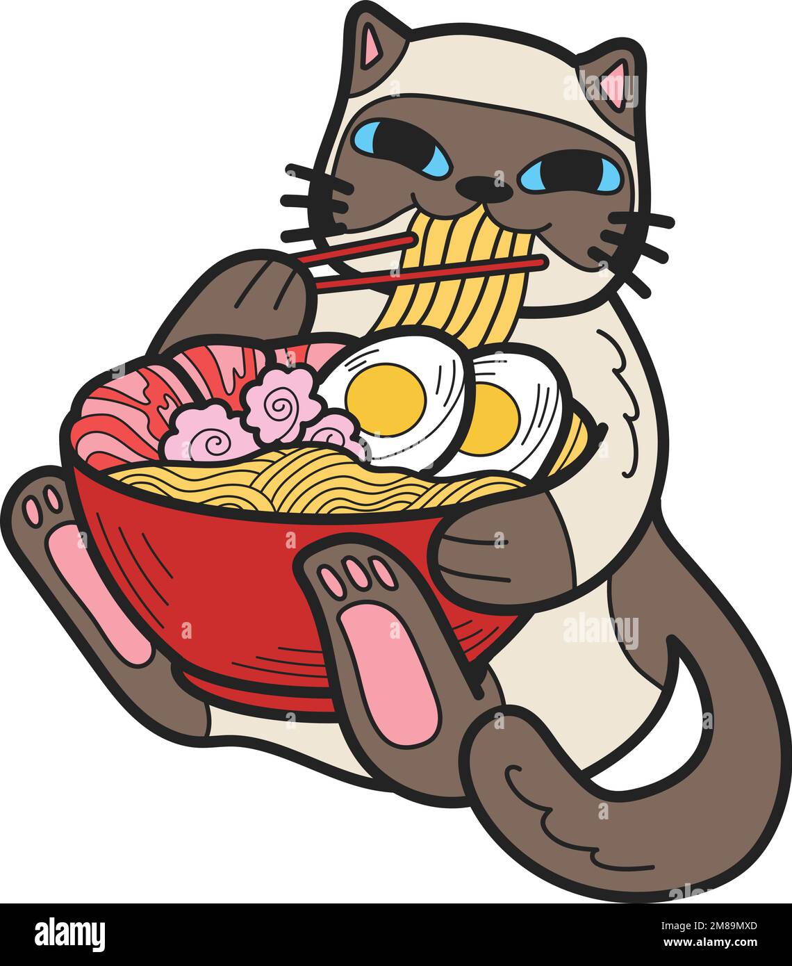 Cat Eating Spaghetti Drawing