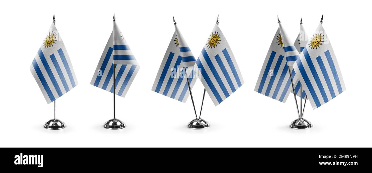 Small national flags of the Uruguay on a white background Stock Photo ...