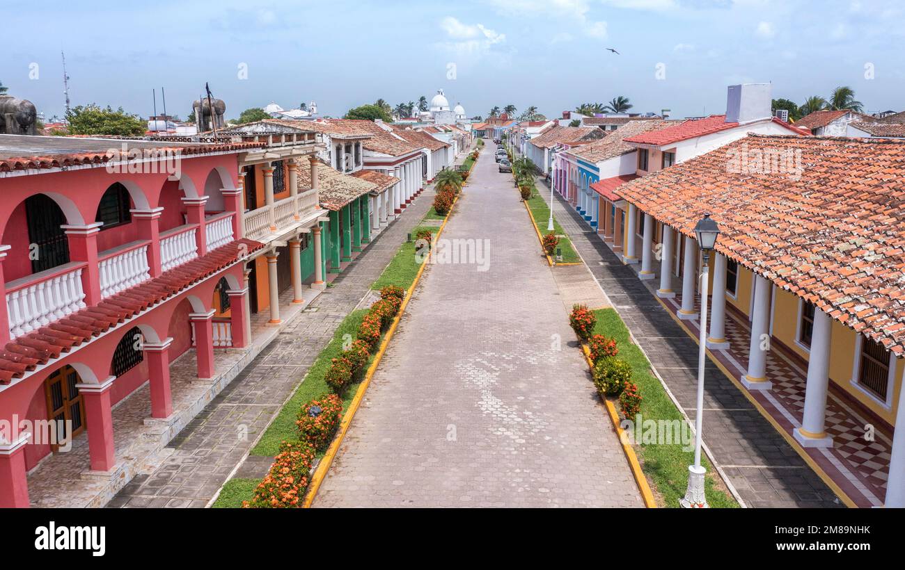 Afternoon aerial view of the historic Spanish Colonial buildings of ...