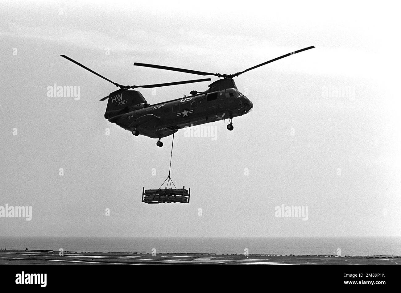 A Helicopter Combat Support Squadron 6 (HC-6) UH-46 Sea Knight ...