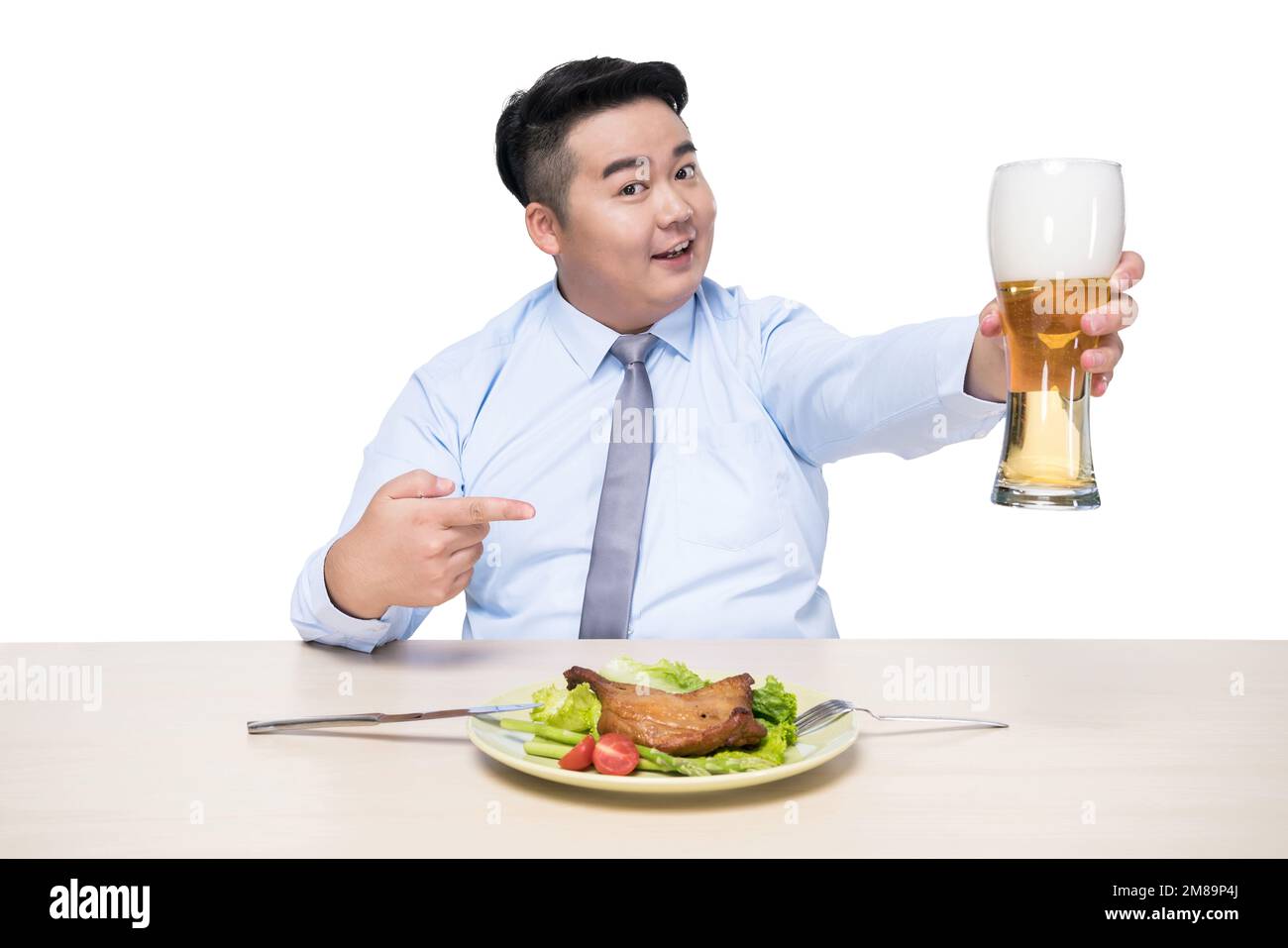 Fat man eating dinner suit hi-res stock photography and images - Alamy