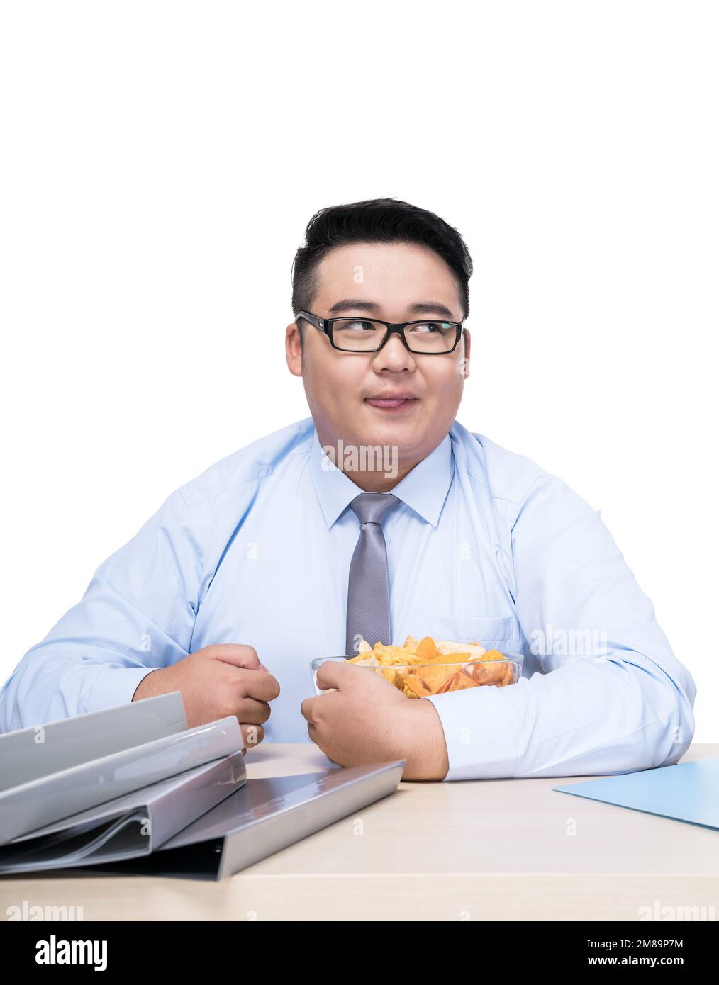 Obese people eating in the office and retail Stock Photo - Alamy