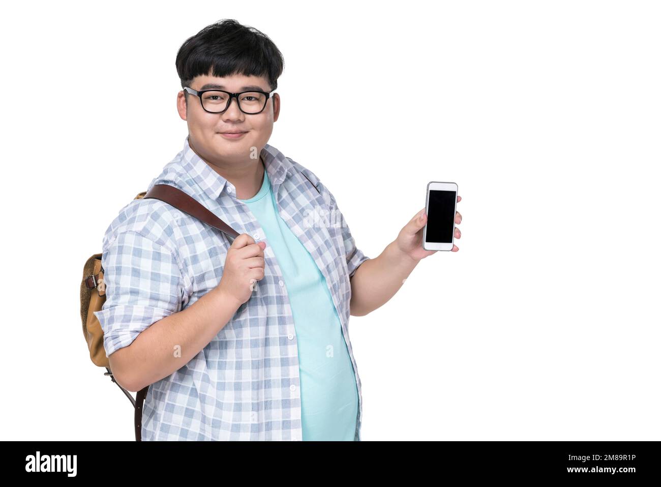 Asian man overweight phone hi-res stock photography and images - Alamy
