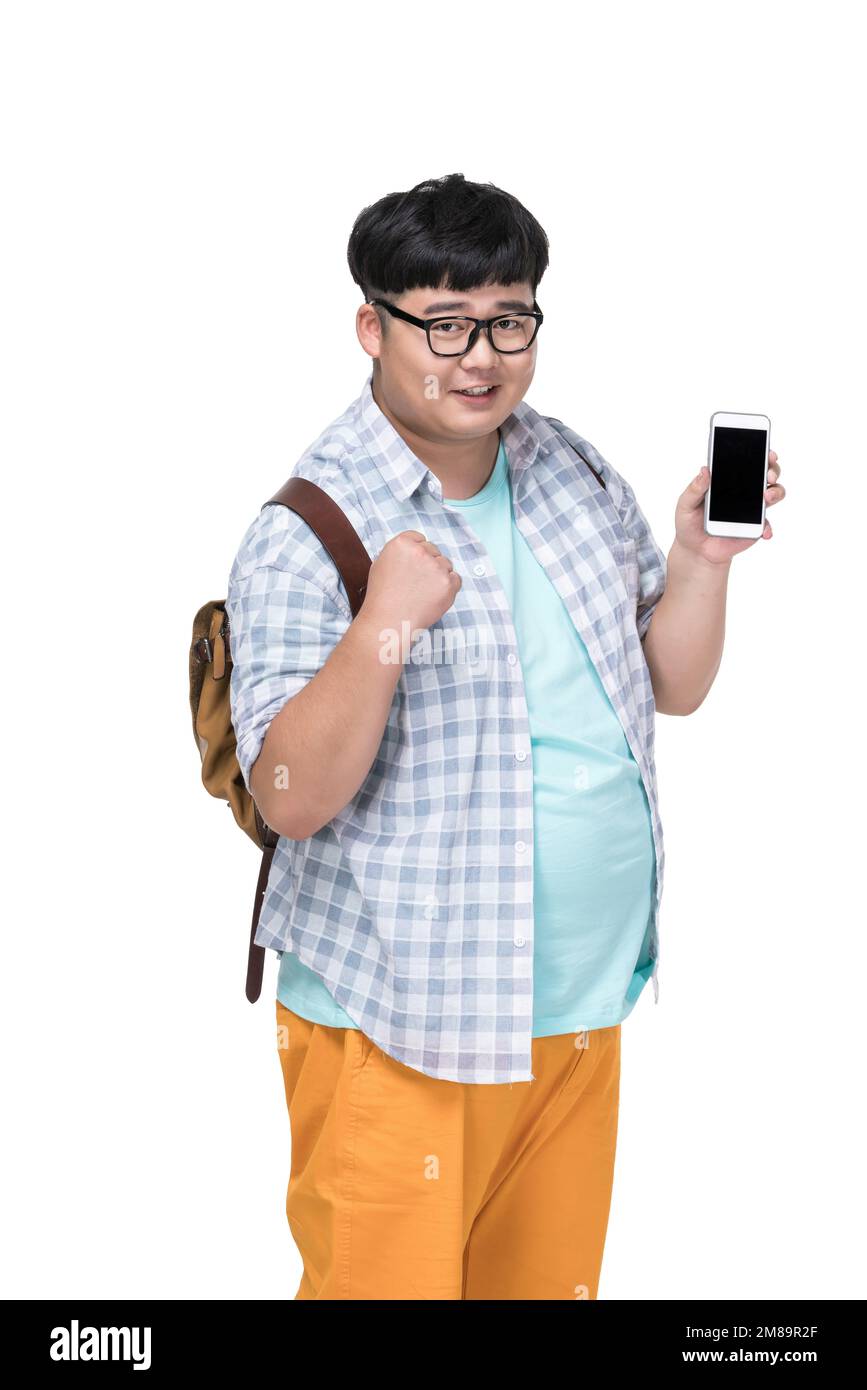 Asian man overweight phone hi-res stock photography and images - Alamy