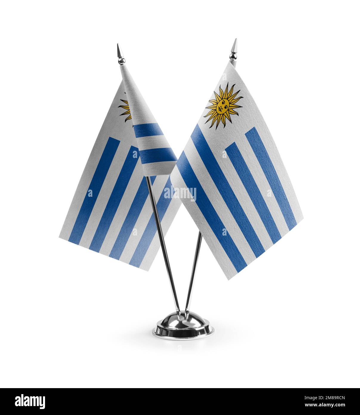 Small national flags of the Uruguay on a white background Stock Photo ...