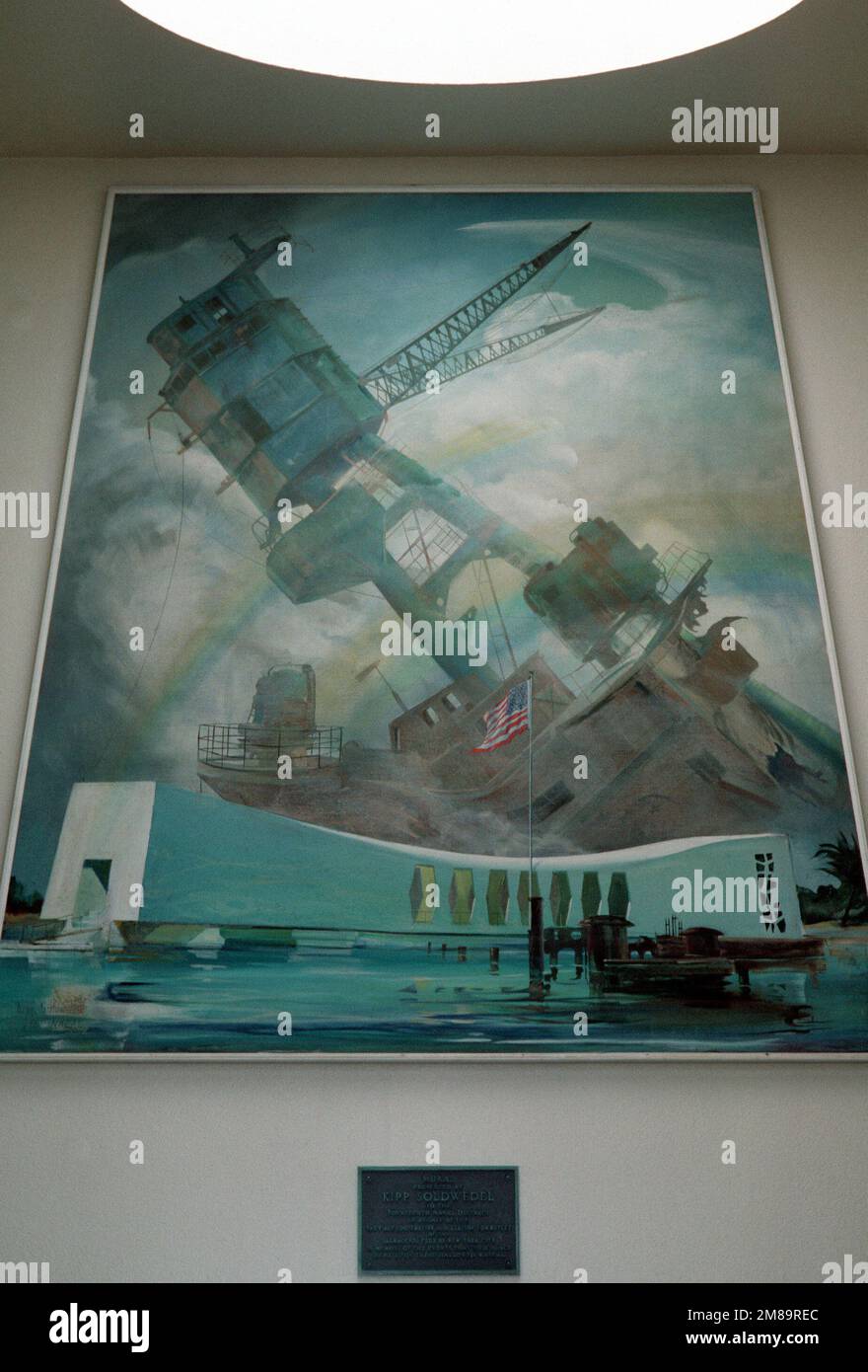 A view of a mural hung inside the USS ARIZONA Memorial. Base: Naval ...