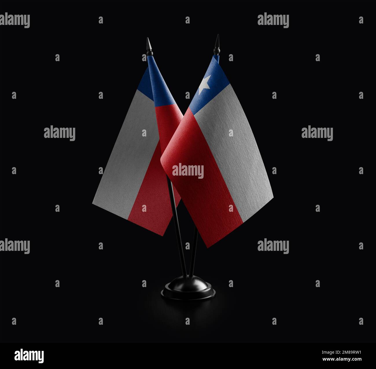 Small national flags of the Chile on a black background Stock Photo - Alamy