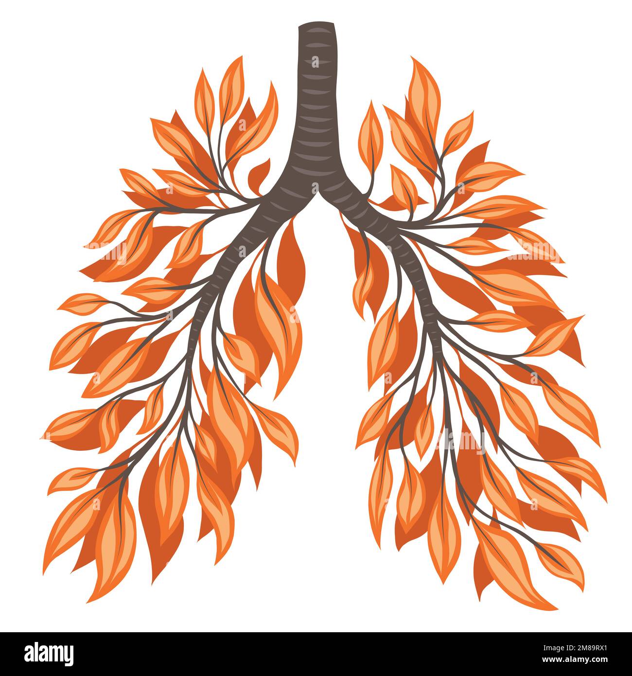 Vector numan sickness lungs from leaves and branches. Autumn wilting ...